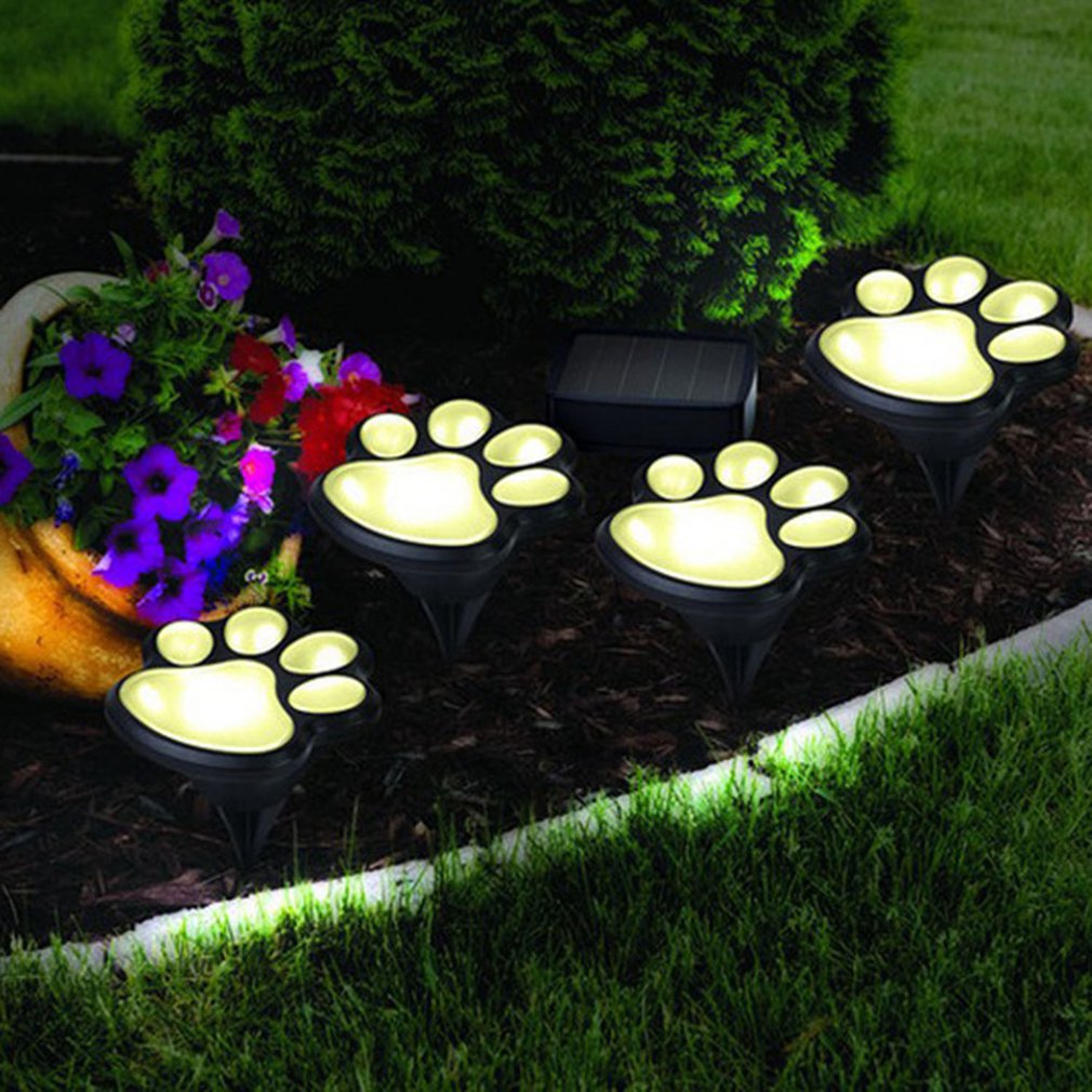 Paw Print Solar Ground Lights Set Outdoor Solar Lawn Lamp Animal ...