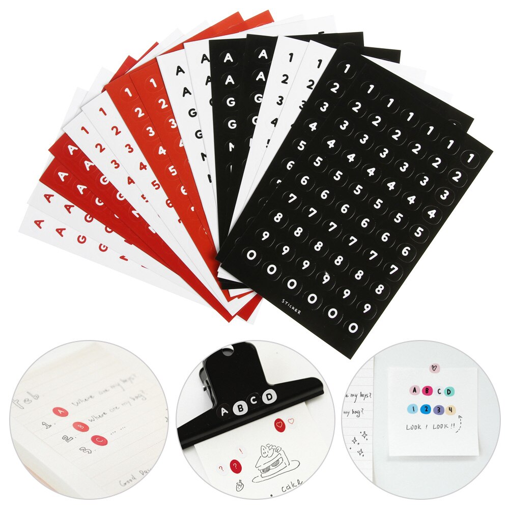 16sheet color round numbers letters stickers small... – Grandado