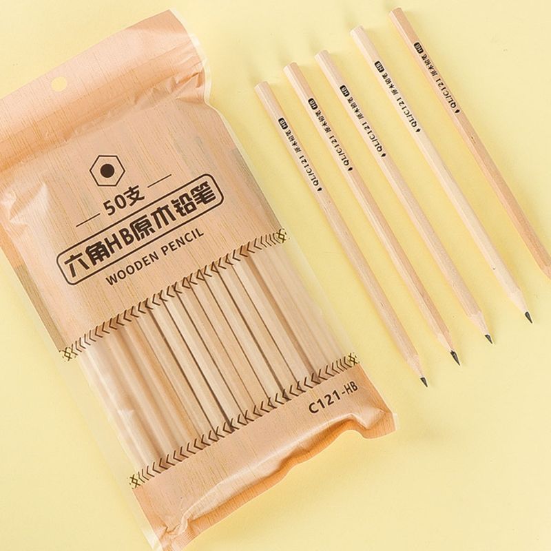 50pcs Natural Wood HB Hexagon Pencil Non Toxic Sta... – Grandado