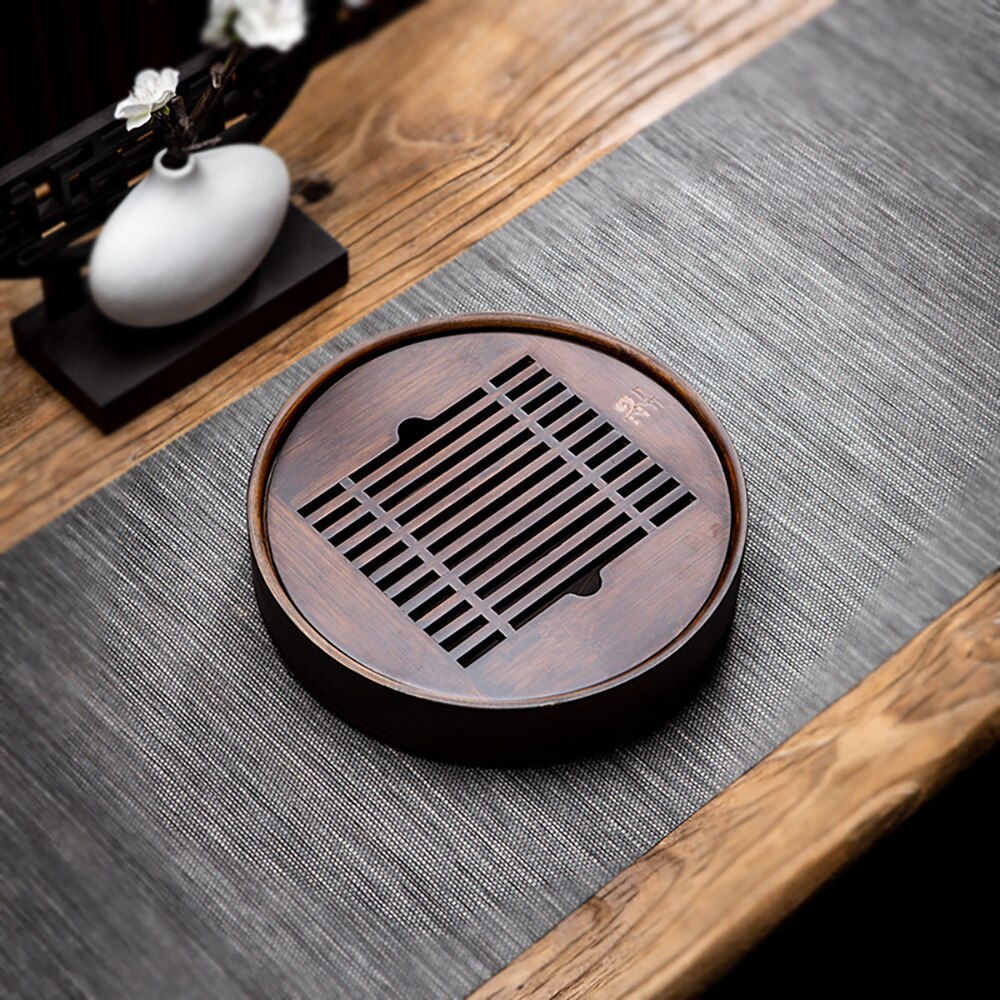 Bamboo Round Tea Tray Drainage Water Storage Tea B... – Grandado