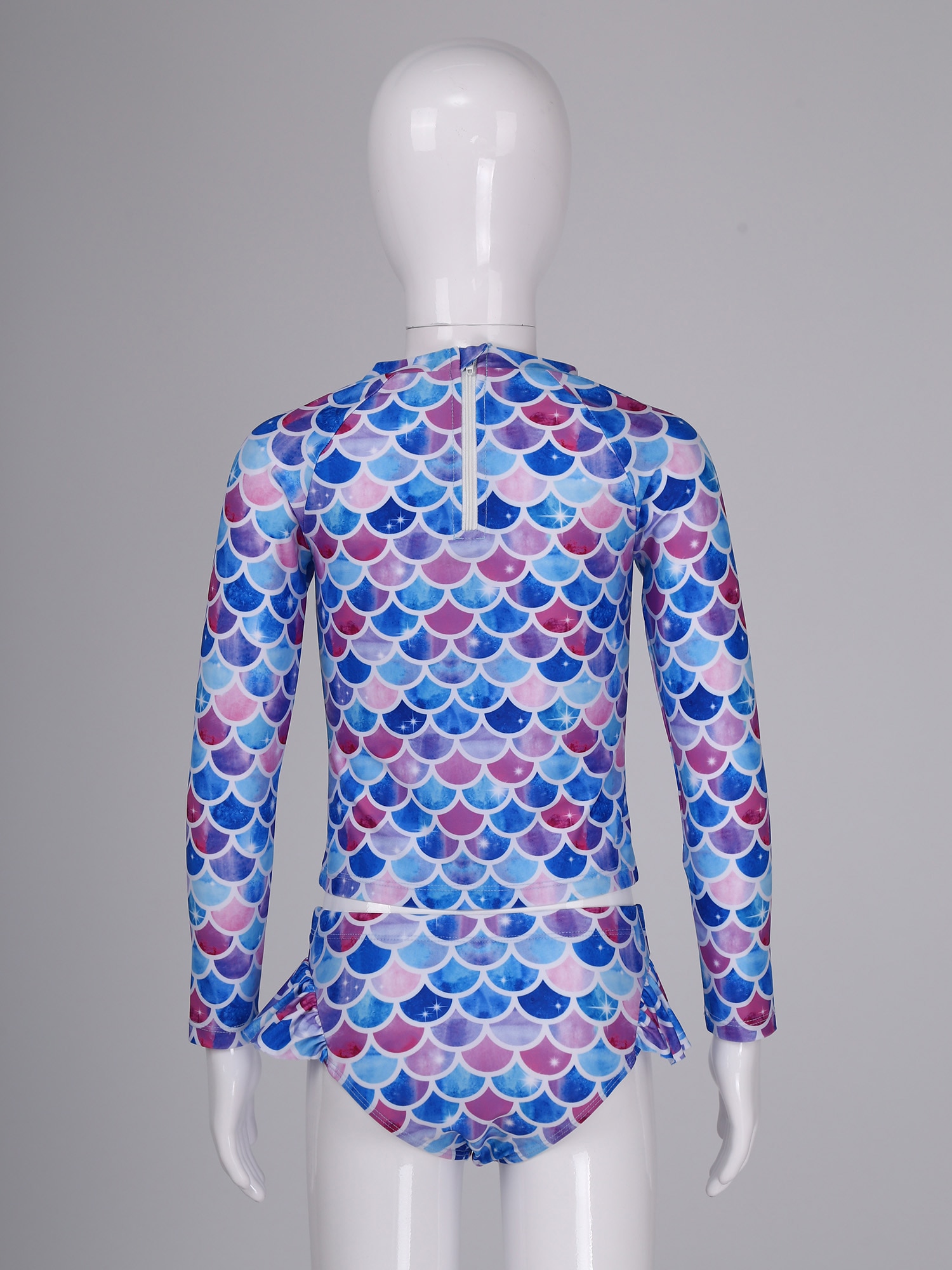 Kids Girls Summer Swimwear Fish Scales Print Long ... – Grandado