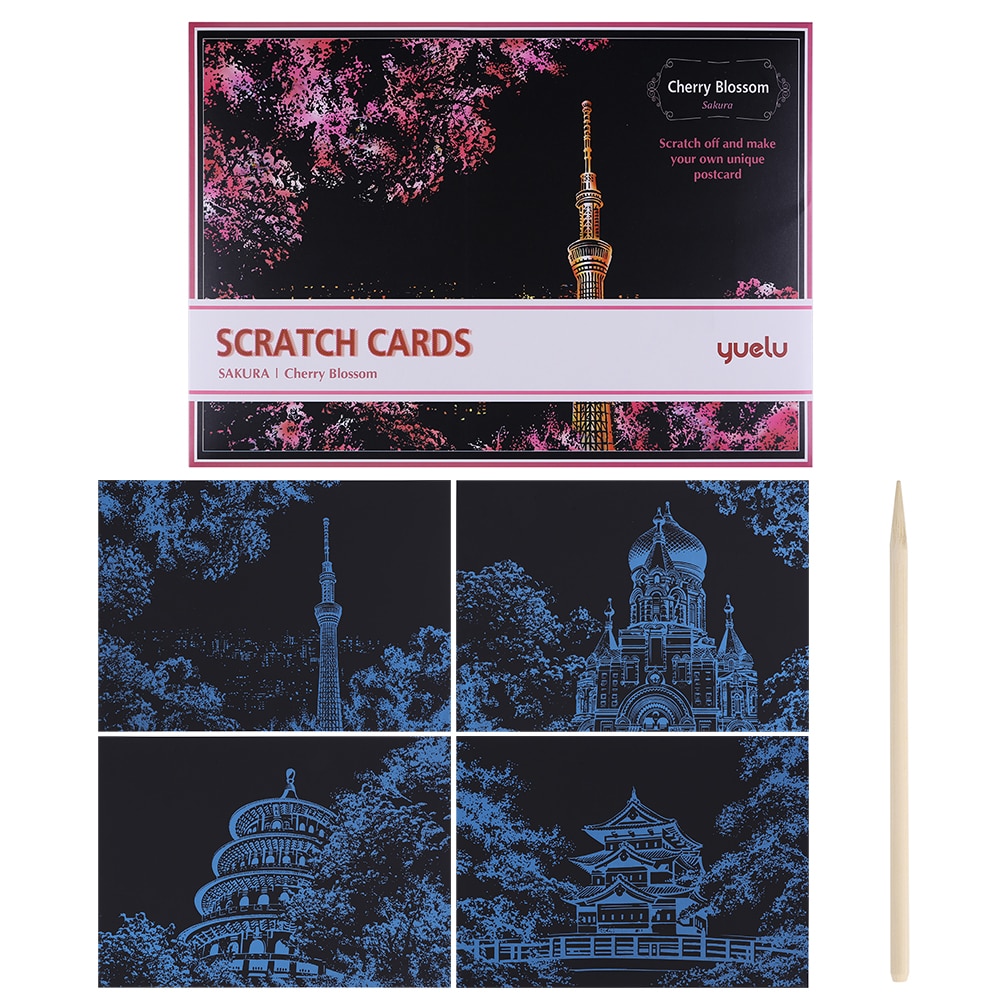 4pcs DIY Sakura Scratch Art Doodle Scraping Painti... – Vicedeal