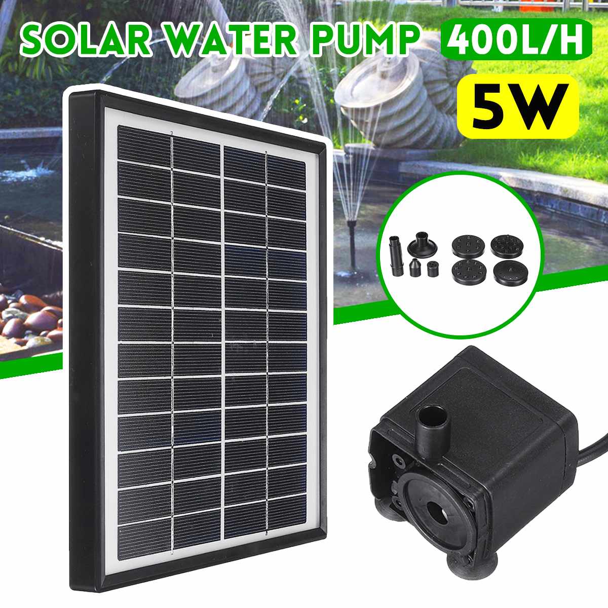 Solar Fountain Solar Water Fountain 400L/H Garden ... – Grandado
