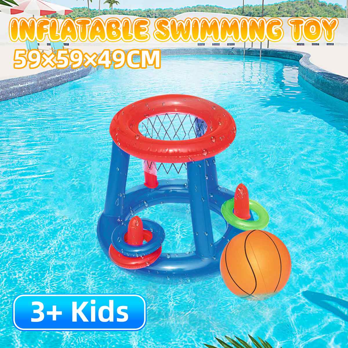 Childrens Inflatable Floating BasketBall Hoop Ring... – Grandado