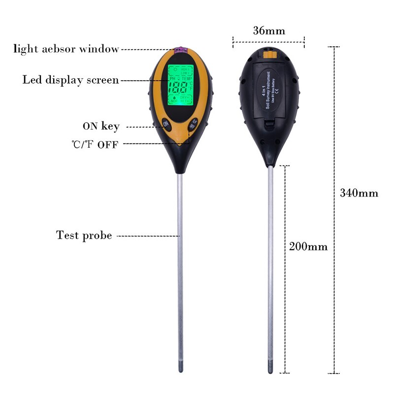 4 in 1 Digital Soil PH Meter LCD Soil Temperature ... – Grandado