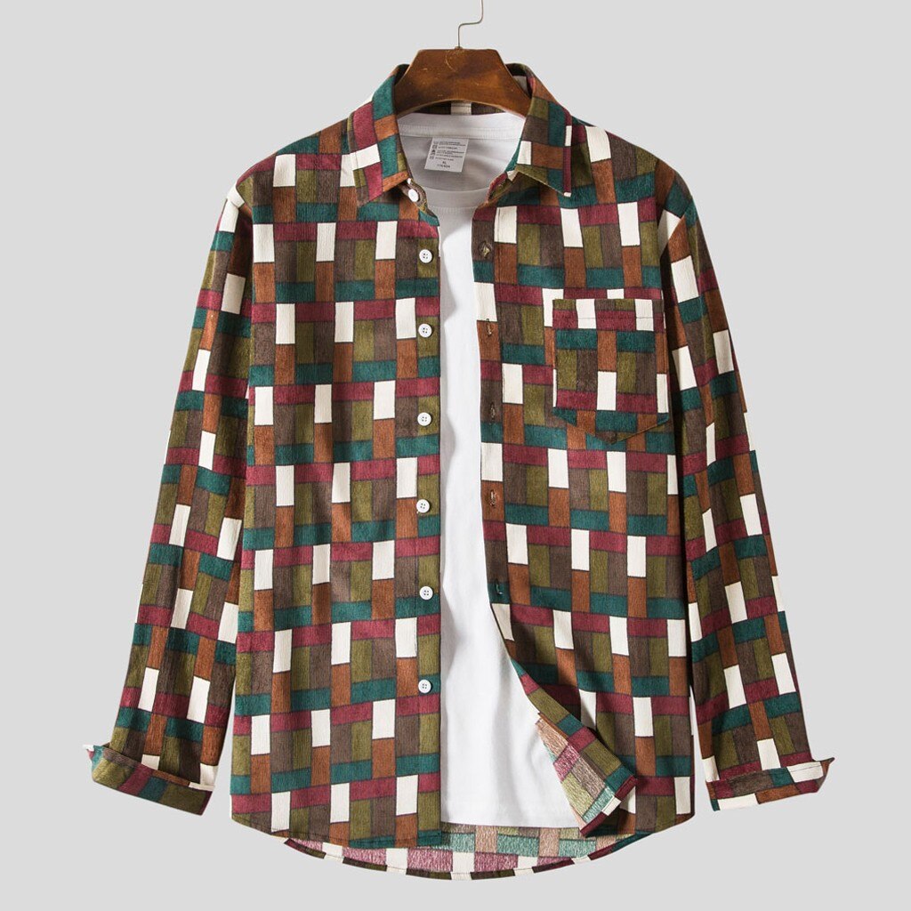 Feitong Mannen Plaid Shirt Mannen Slim Fit Fit Len... – Grandado