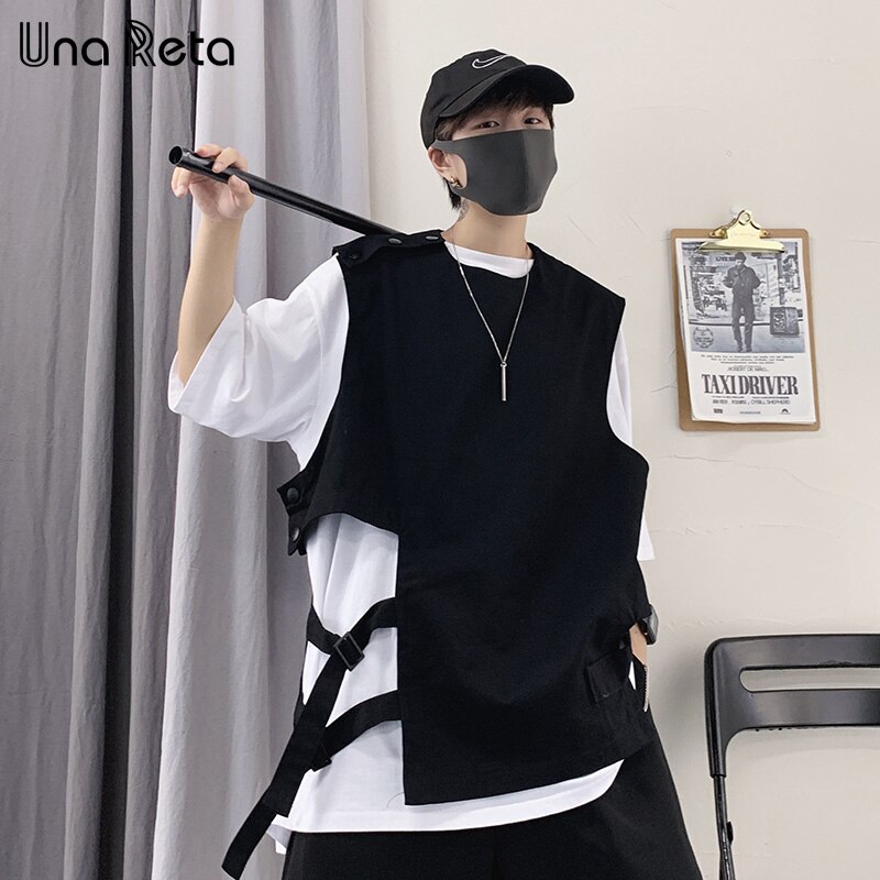 Una Reta Hip Hop Vest Men Arrivals Harajuku Irregu... – Grandado