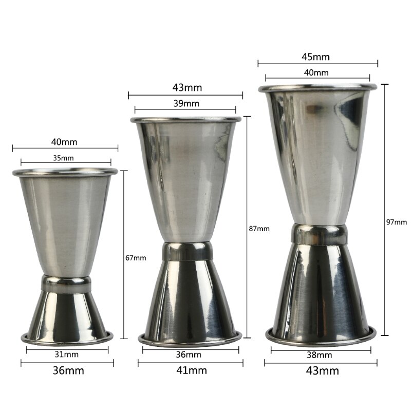 3 Size Jigger Single Double Shot Cocktail Wine Sho... – Vicedeal