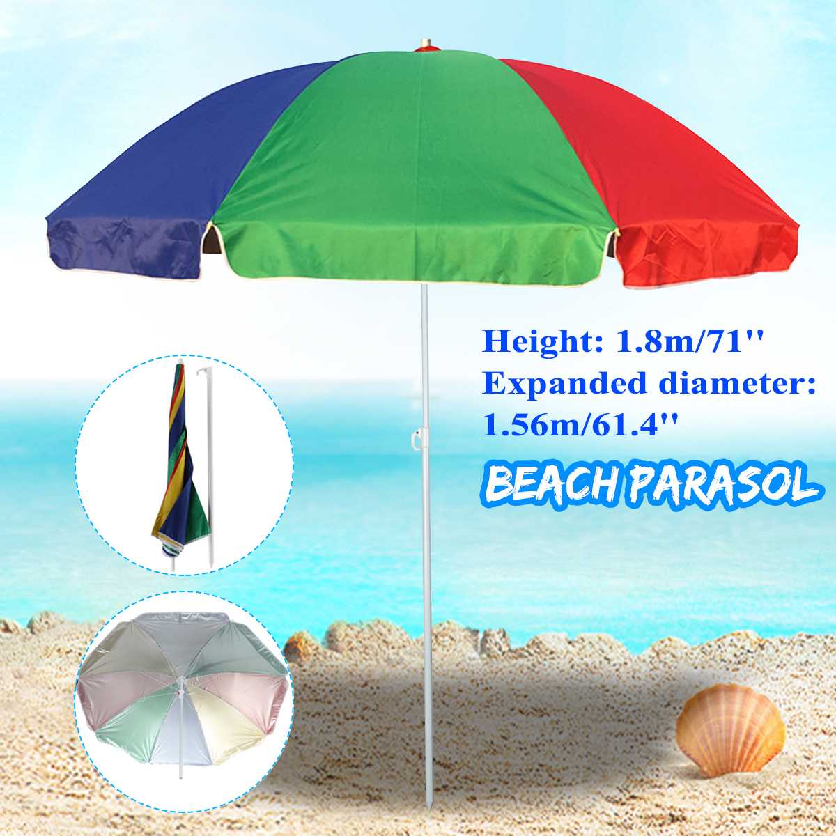 Outdoor Beach Parasol Patio Sunshade Garden Umbrel... – Vicedeal