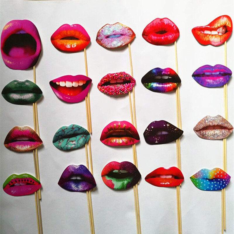 20pcs Funny Lip Mouth Photobooth Props Wedding Dec... – Grandado