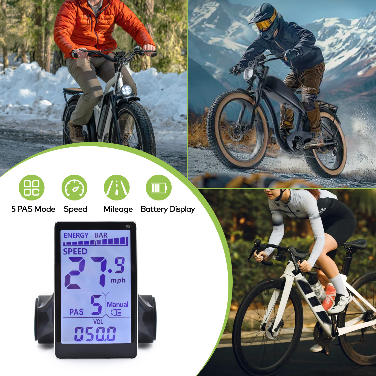 M5 Wired E Bike Computer LED Digital Bicycle Speed... – Grandado