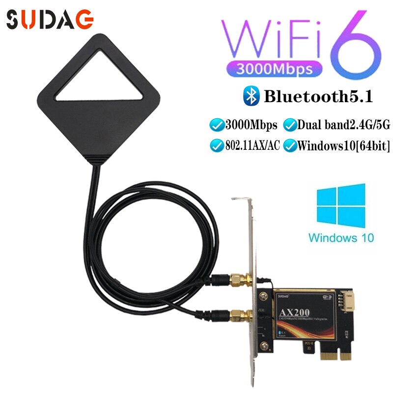 3000Mbps Wifi 6 Wireless AX200 Desktop PCIe Wifi A... – Grandado