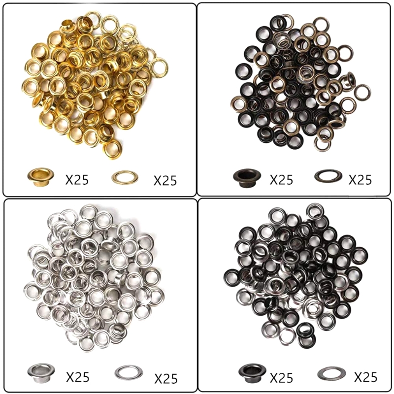 100 Sets Punch Eyelets Set 4 Colours 8 mm Grommet ... – Grandado