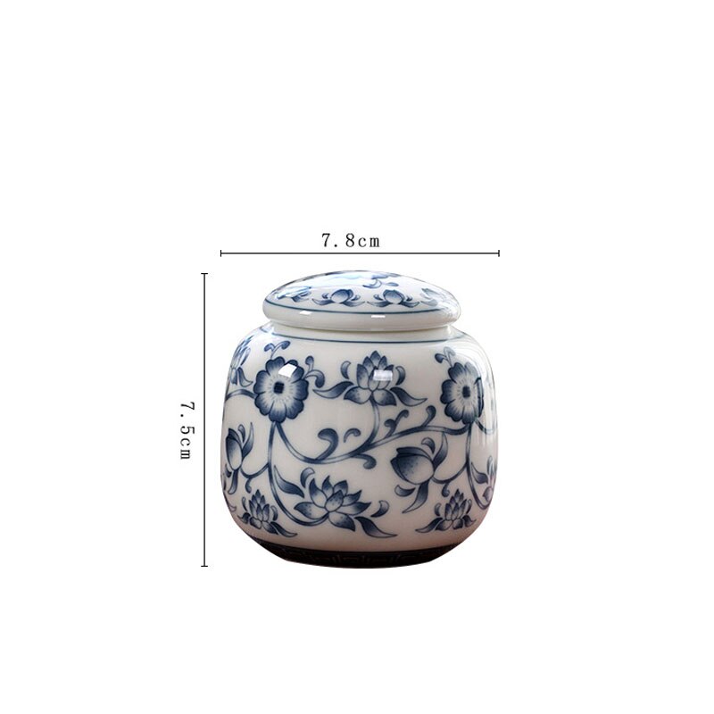 Retro Ceramic Tea Canister Living Room Desktop Blu... – Grandado