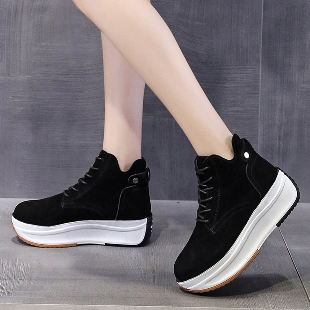 BONJOMARISA female stylish lace up platform flock ... – Grandado