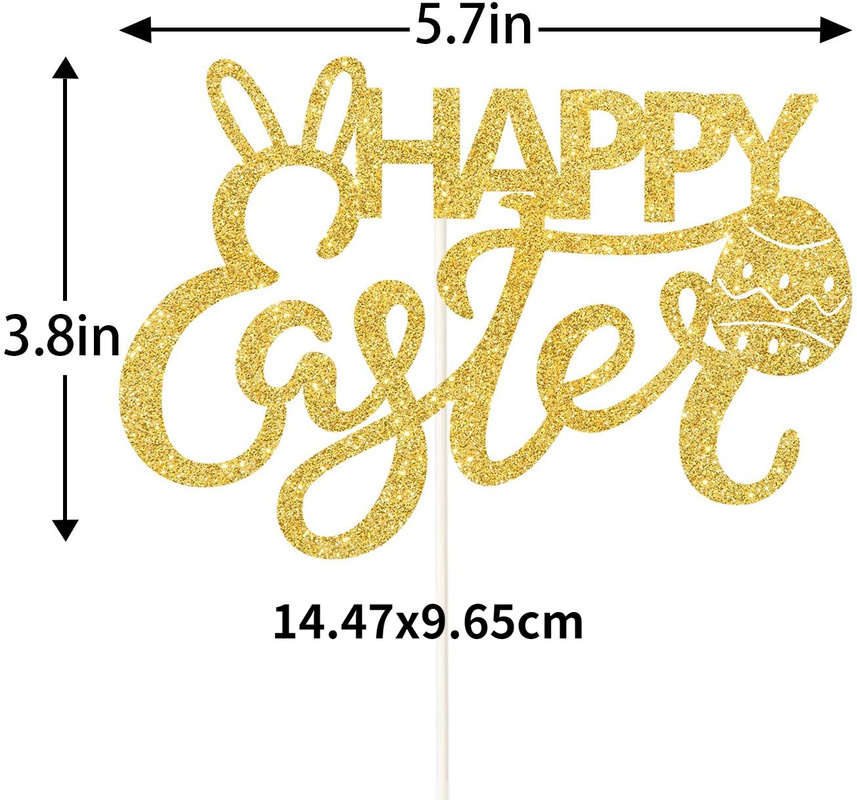 Gold Glitter Happy Easter Cake Topper Bunny Ear an... – Vicedeal