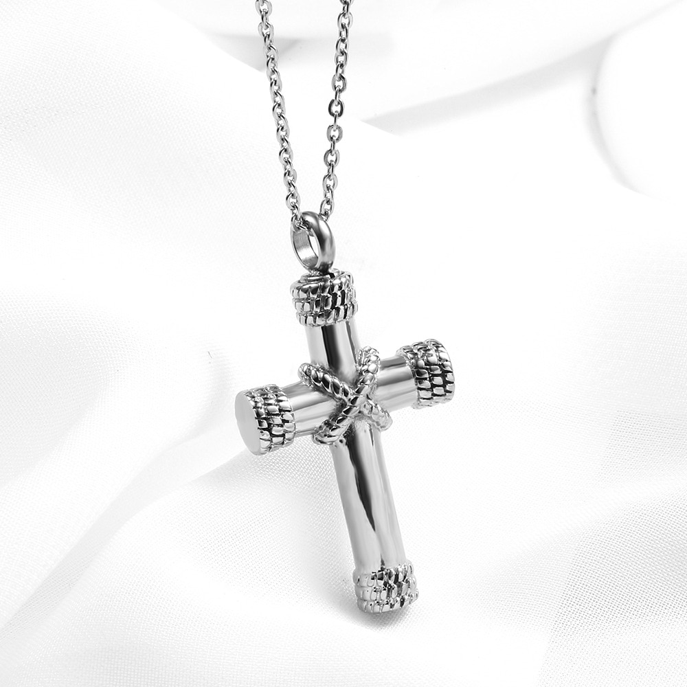 Cross Pendant Cremation Ashes Urn Necklace for Men... – Grandado