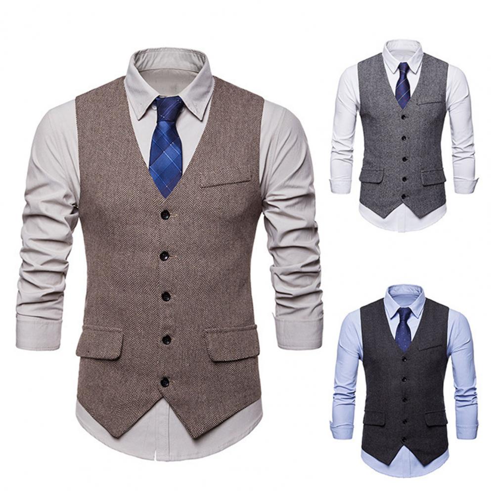 Simple Popular Solid Color Men Formal Business Ves... – Vicedeal