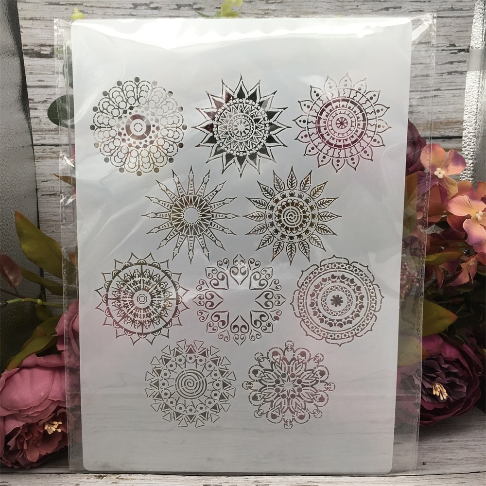 A4 29cm Mandala Round Geometry Set DIY Layering St... – Vicedeal