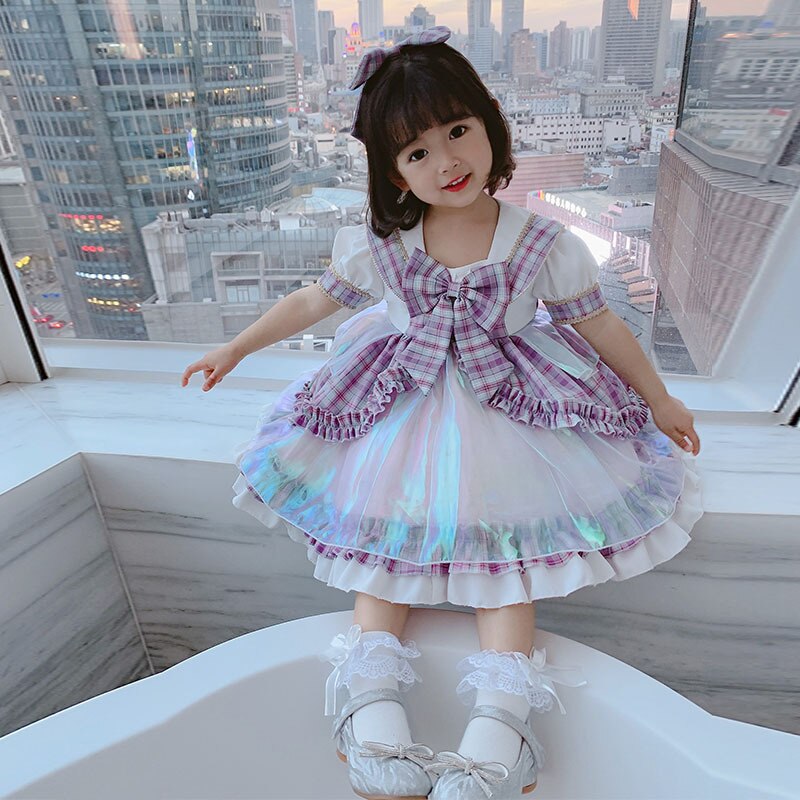 Robe de princesse Lolita à carreaux violet, Costum... – Grandado