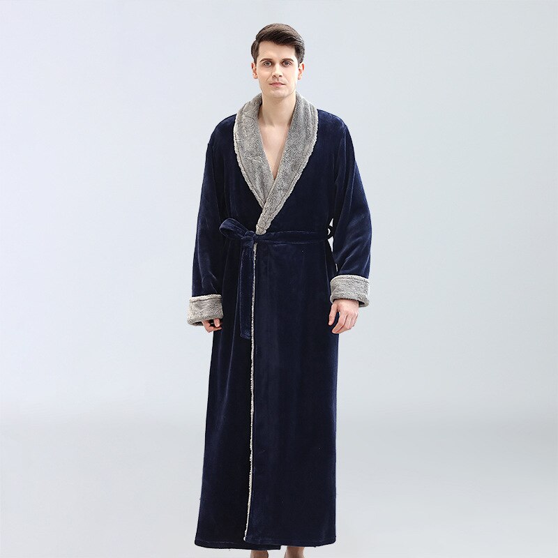Winter Autumn Men Warm Flannel Long Bathrobes Abso... – Grandado