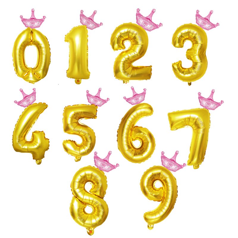 1 Pc 32 Inch Goud Folie Nummer Ballonnen Roze Kroo... – Vicedeal