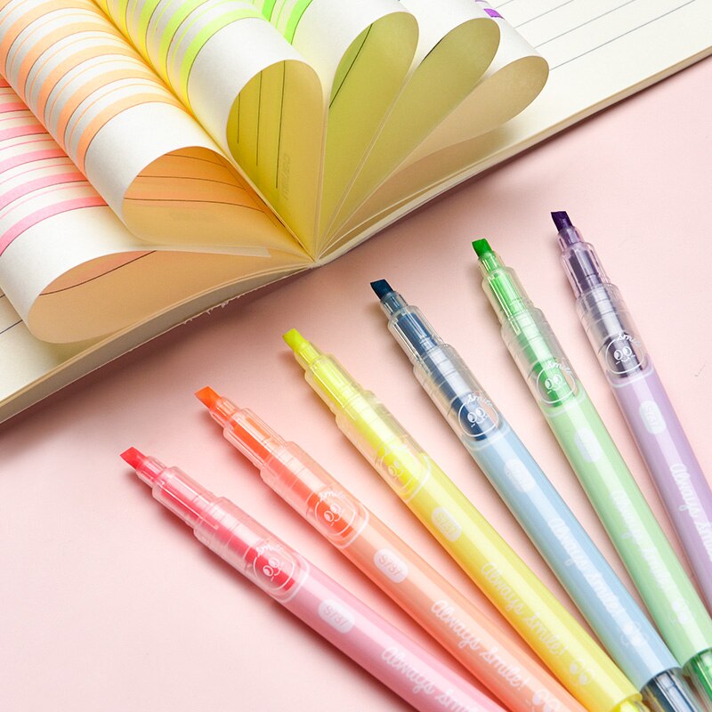 Deli 6 pcs dual head 6 colored highlighter pen wit... – Vicedeal