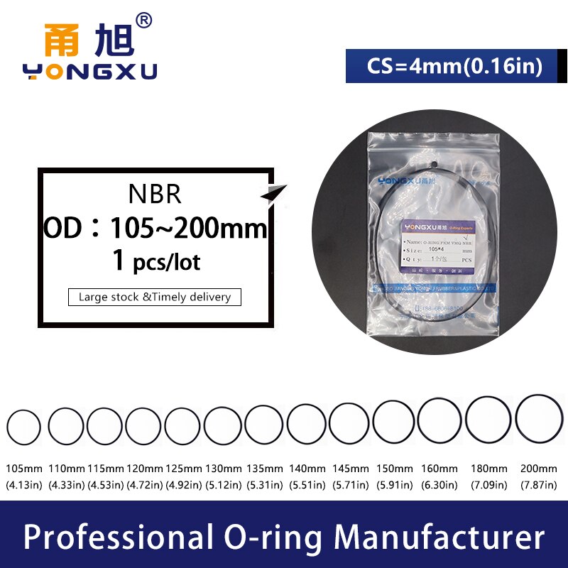 Schwarz NBR Abdichtung O Ring CS4mm OD105/110/115/... – Grandado