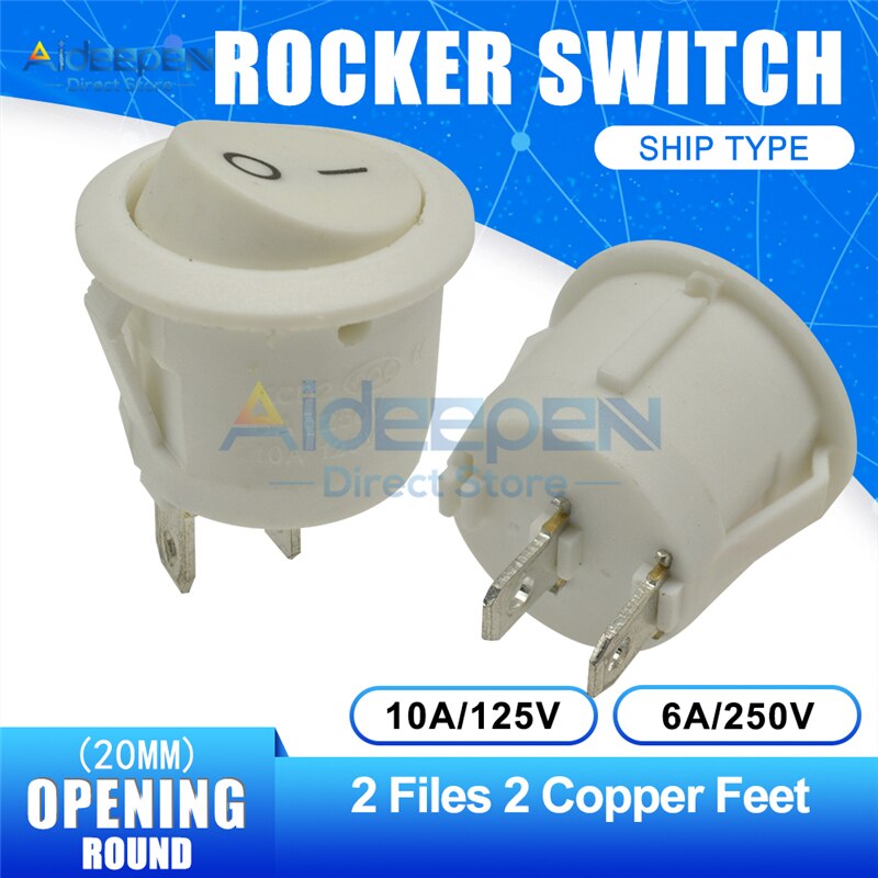 20mm AC 10A/125V 6A/250V Ronde Boat Rocker Switch ... – Grandado