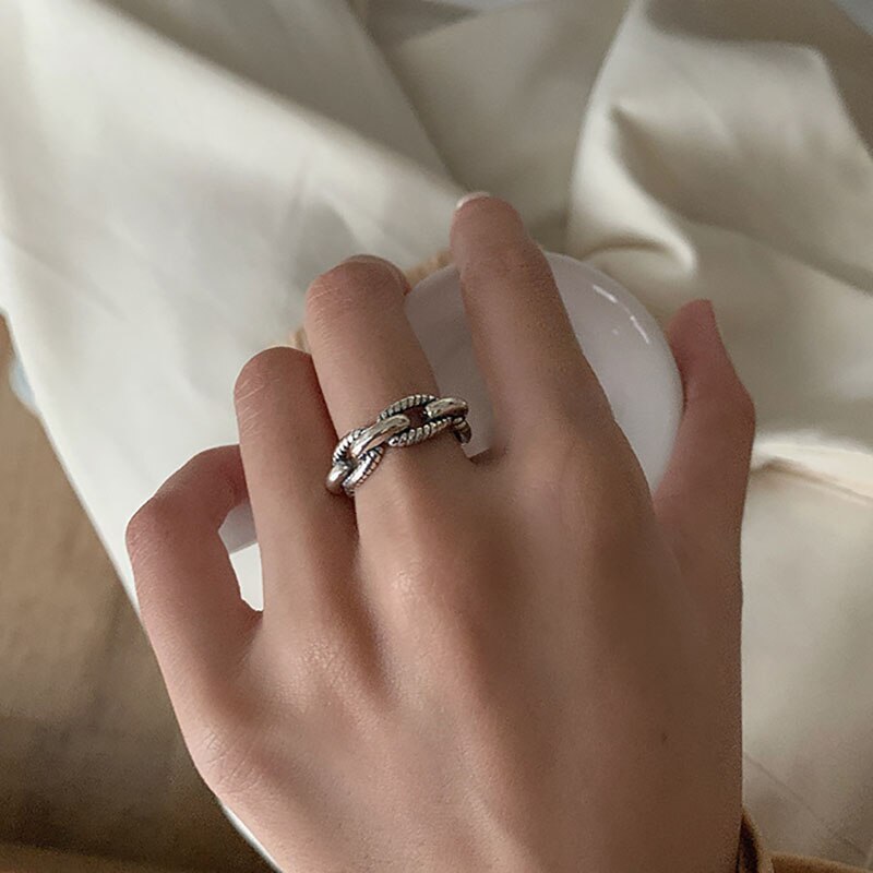 Foxanry 925 Sterling Silver Thick Chain Rings for ... – Grandado