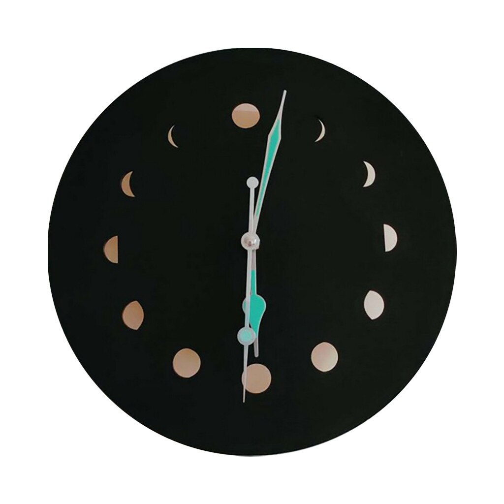 Wall Clock Luminous Wall Clock Wooden Moon Wall Cl... – Vicedeal