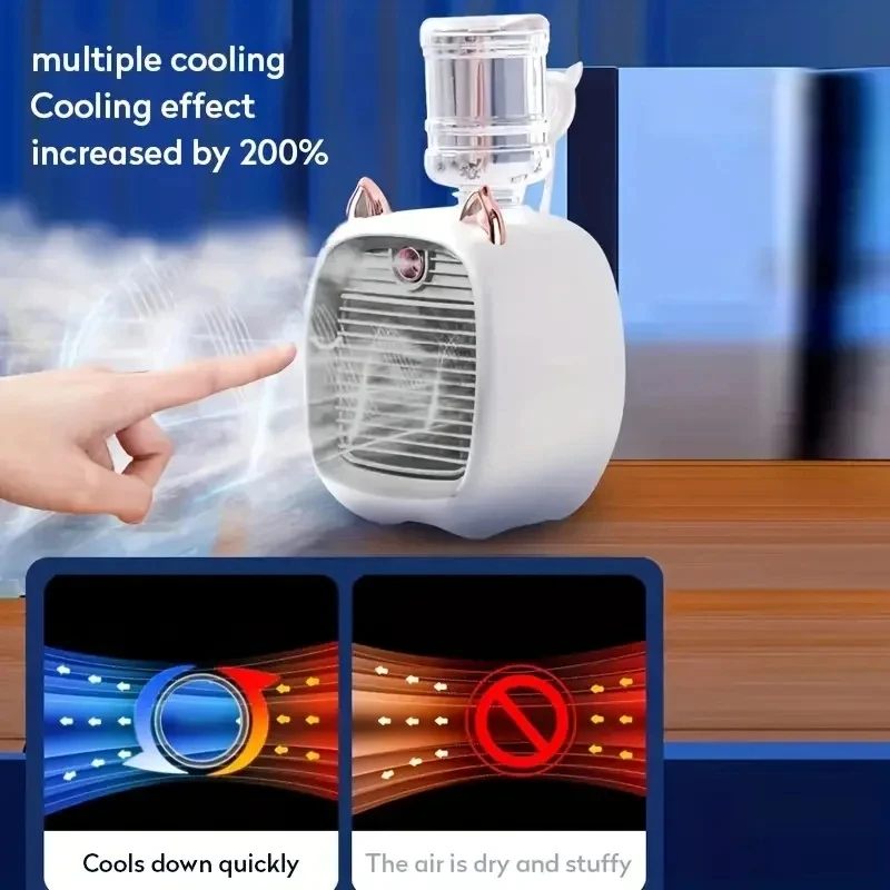 USB Mini Air Conditioning Fan, Desktop Spray Elect... – Grandado