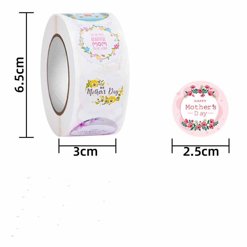 2.5cm 500pcs Happy Mothers Day Label Sticker White... – Grandado