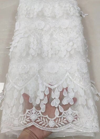 French Net Lace Fabric With Sequins Velvet Fabric ... – Grandado
