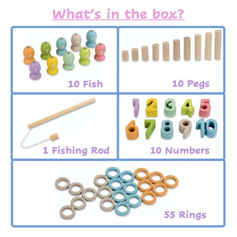 Wooden Fishing Toy Children's Preschool Educationa... – Grandado