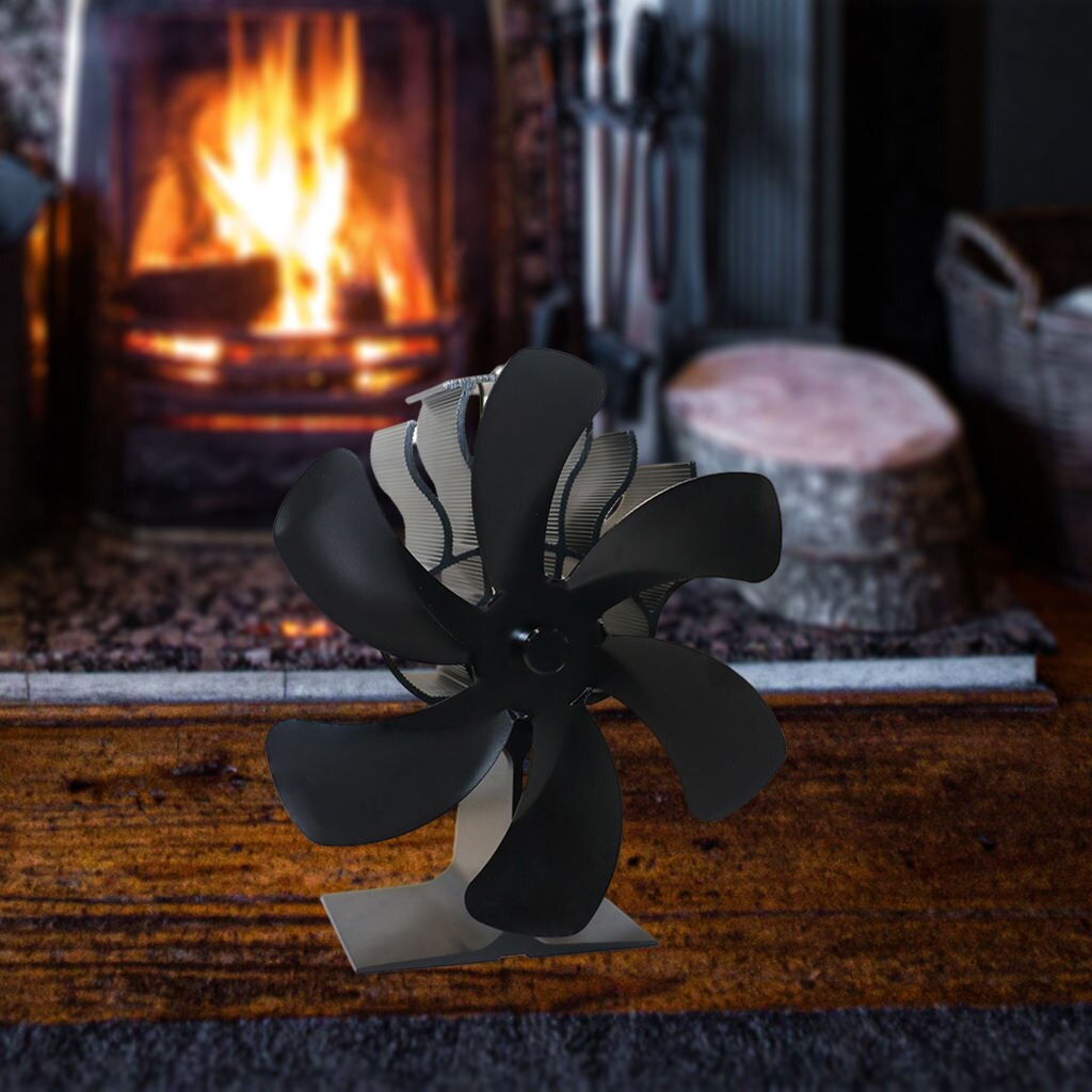 6 Blades Heat Powered Stove Fireplace Fan for Home... – Grandado