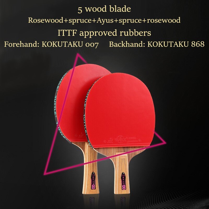 Tuttle 8 Star Ping Pong Racket 5-Rosewood Table Te... – Grandado
