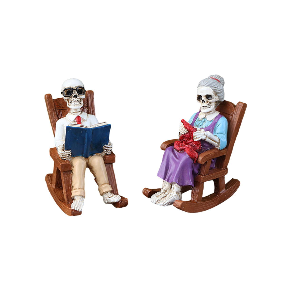 Resin Reading Elderly Skeleton Garden Statue, Hall... – Vicedeal