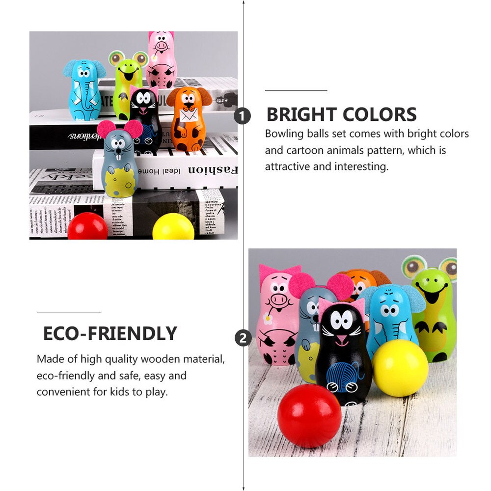 1 set barn bowlingboll set trä bowling spel leksak... – Grandado