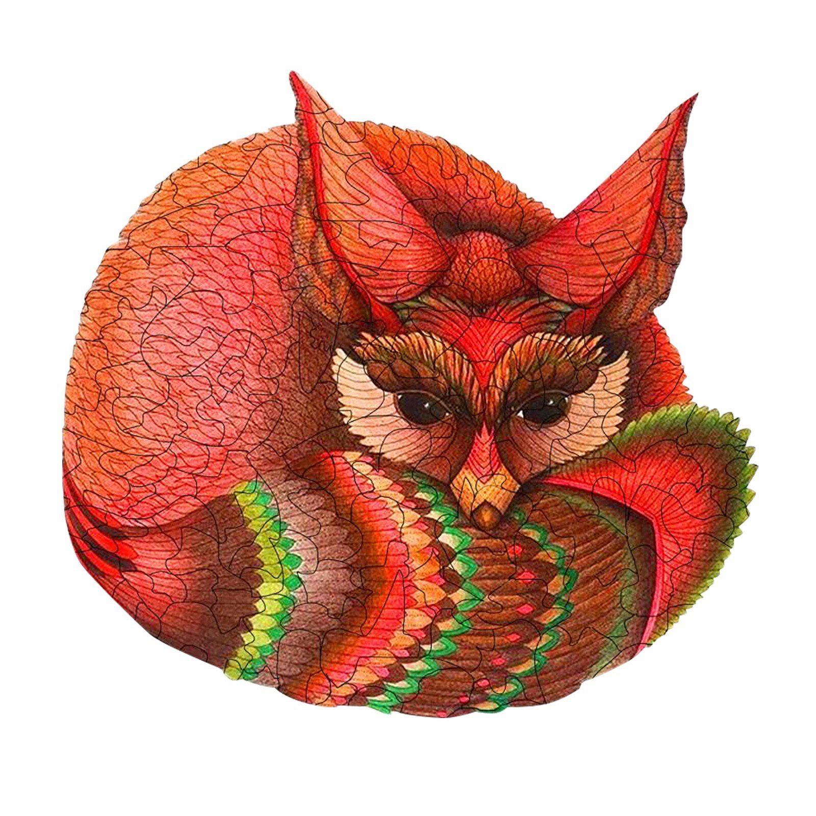 1 X Wooden Wolf Puzzle Kids Wooden Magic-fox Puzzl... – Grandado