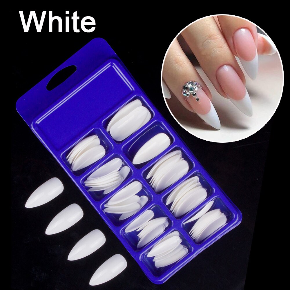 100pcs/set Long Clear Almond Nail Tips Acrylic Sti... – Grandado