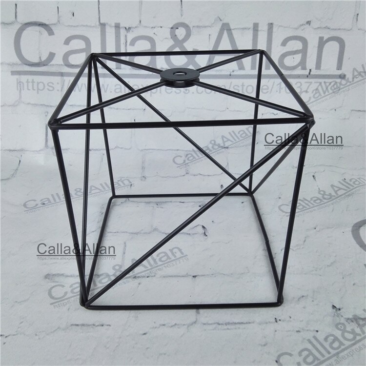 L160mm*H160mm E27 lamp shade black finished square... – Grandado