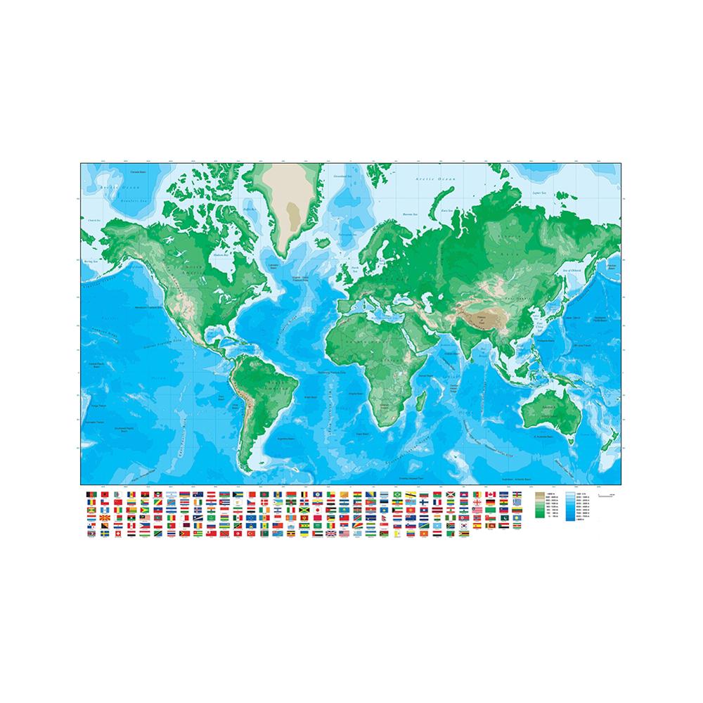 150x225cm The World Map Mercator Projection Non-wo... – Grandado