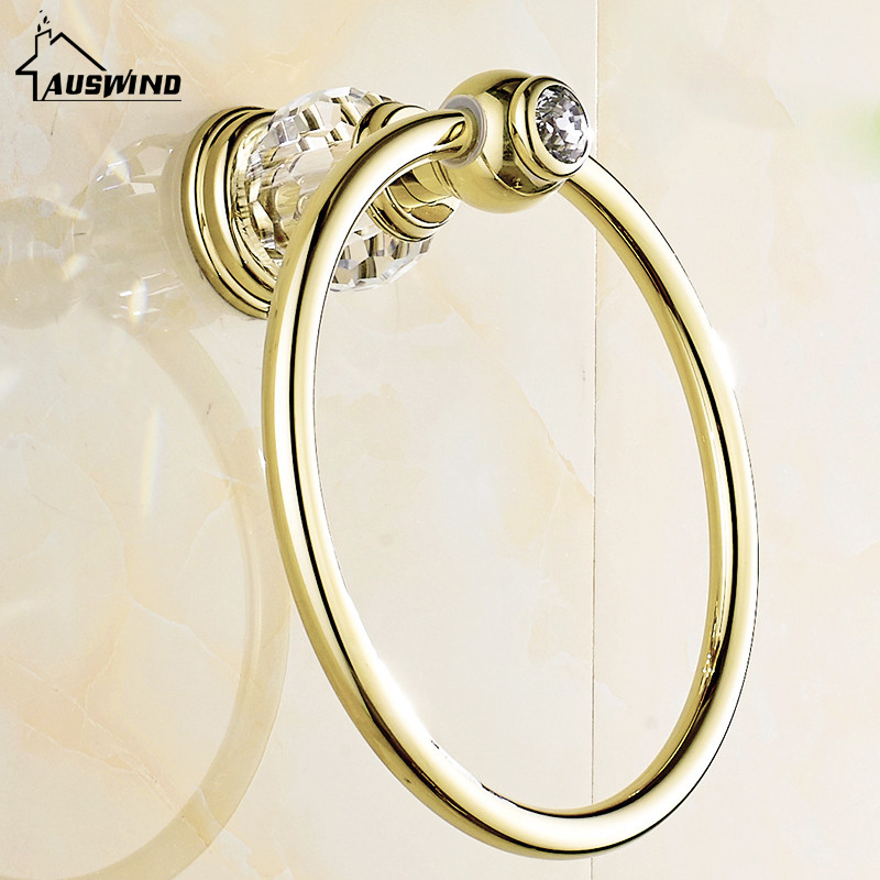 Sliver Towel Rings Crystal Solid Brass Rack Round ... – Grandado