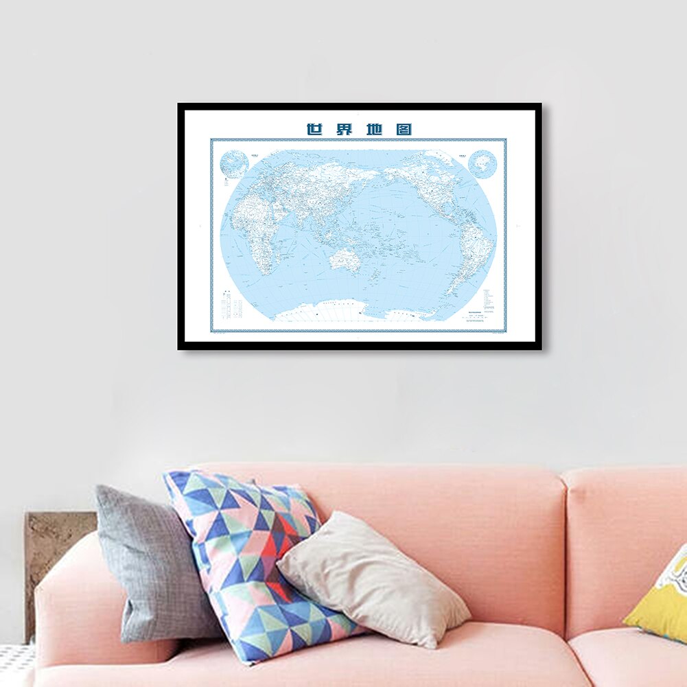Mapa politico del mundo en lienzo pintado con Spra... – Grandado