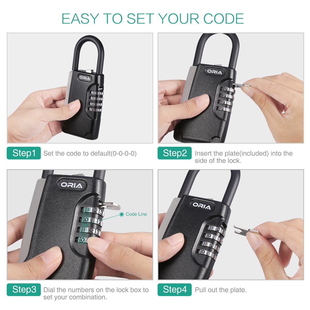 ORIA Home Lock Box 4 Digit Combination Key Storage... – Grandado