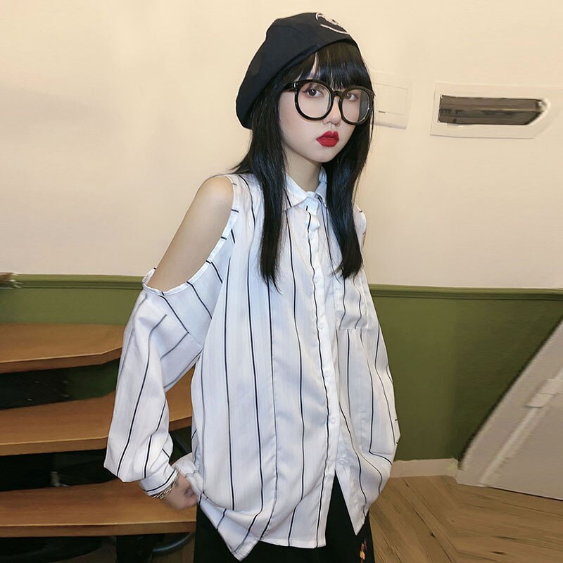 XITAO Irregular Off Shoulder Top Striped Blouse Wo... – Grandado