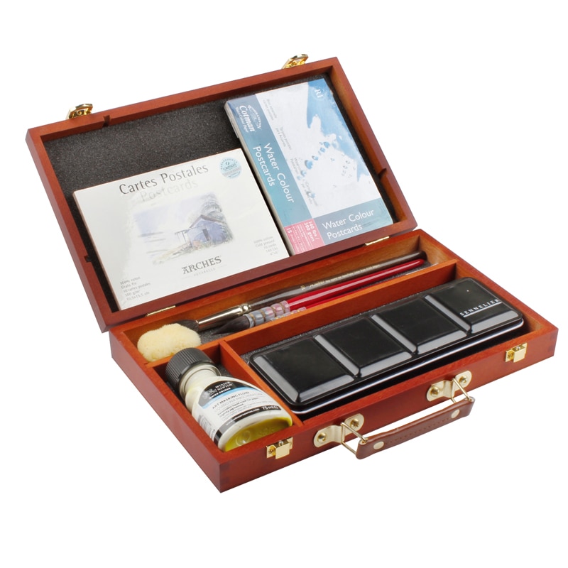 Painting watercolor paint solid wood sketch box ar... – Grandado