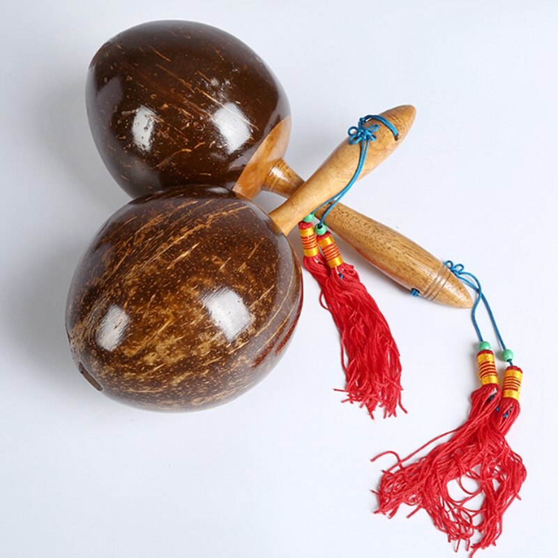 1 Pair Maracas Coconut Shell Wooden Maraca Sand Ha... – Grandado