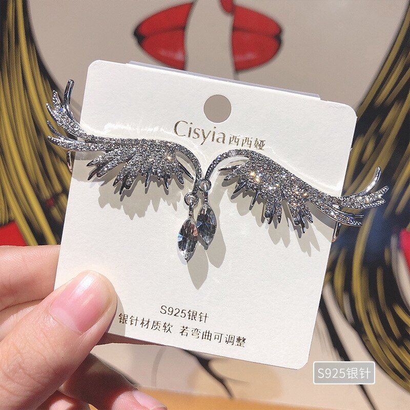 Flash Diamond Earrings Angel Wings Wings Zircon Ex... – Vicedeal